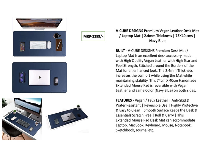 V-Cube Laptop Desktop Mat Navy Blue III